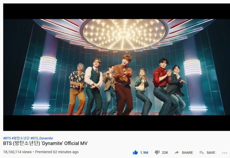 BTS Dynamite MV: The Fastest Music Video - KpopPost