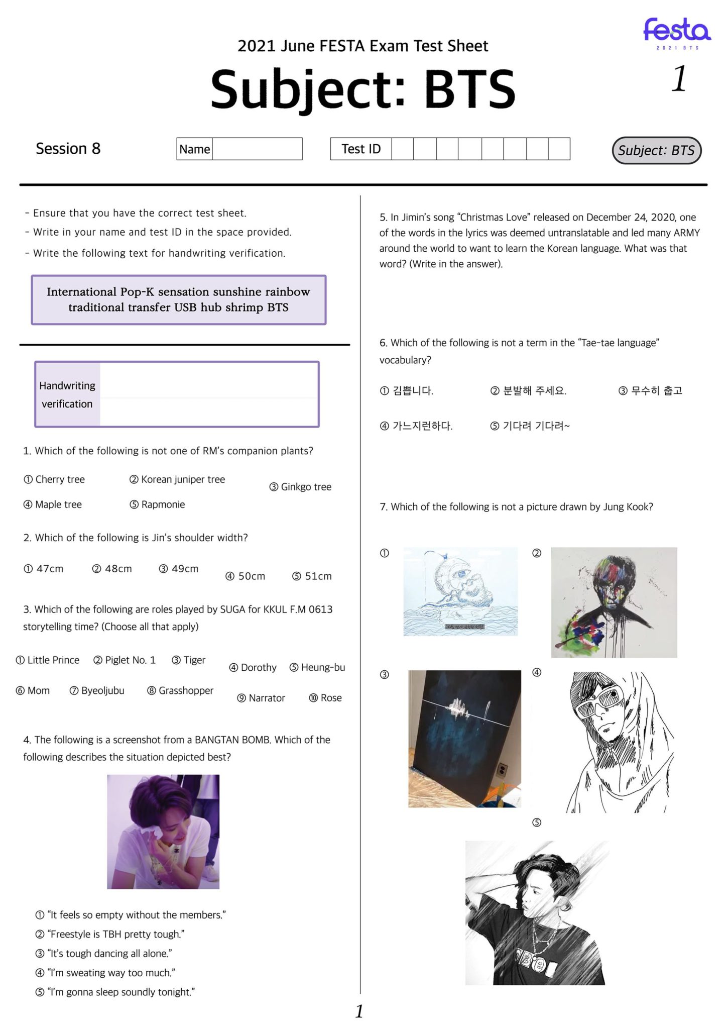 2021 BTS Festa Examination, How High is Your Score? - KpopPost