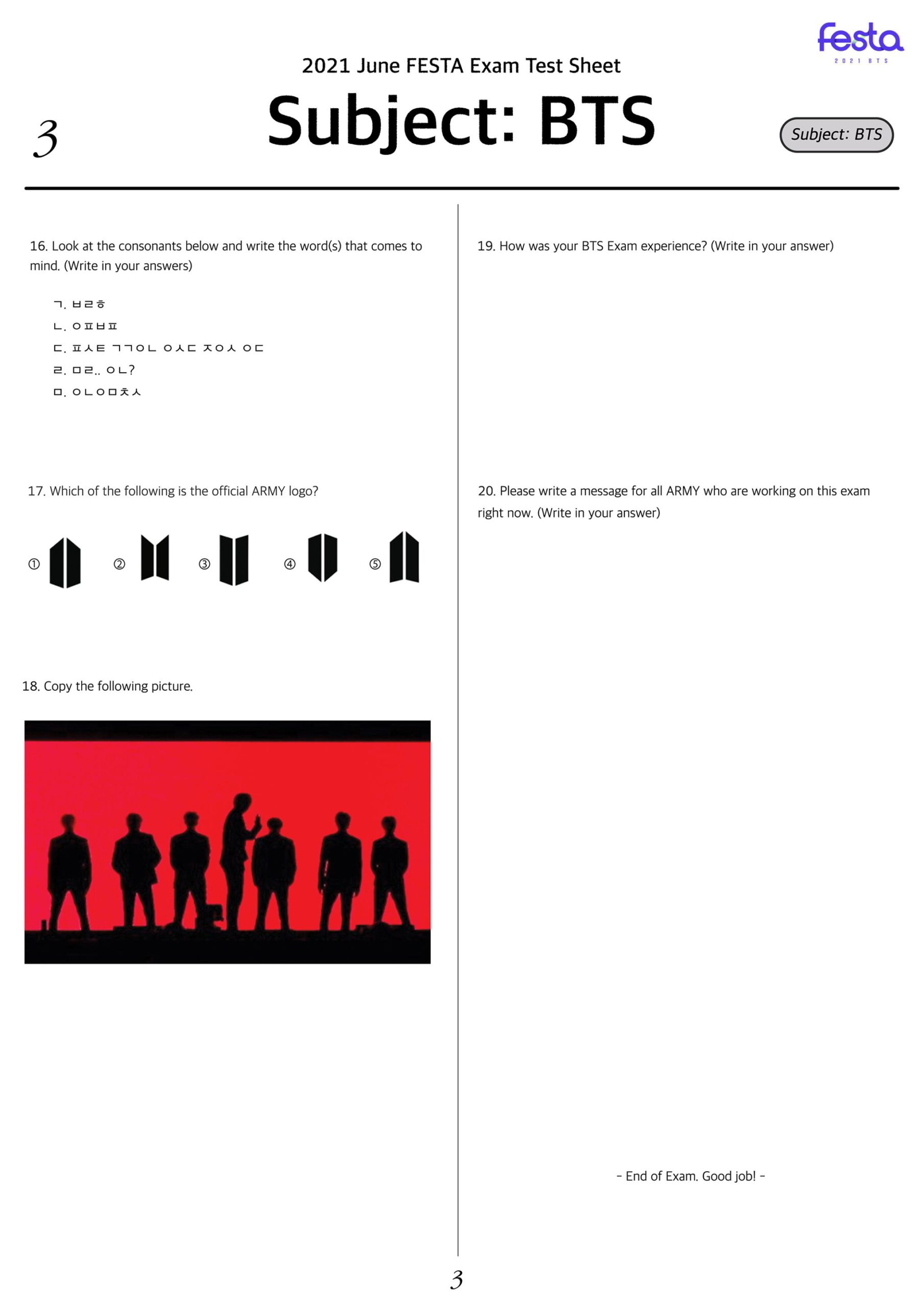 2021 BTS Festa Examination, How High is Your Score? - KpopPost