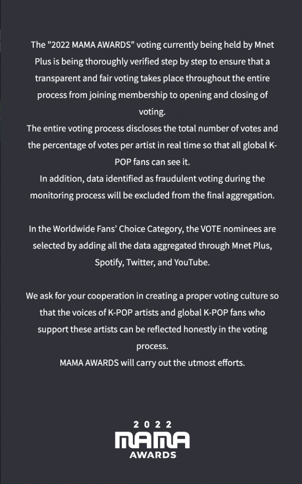 2022 MAMA Awards Ensure There is No Dishonest Voting - KPOPPOST