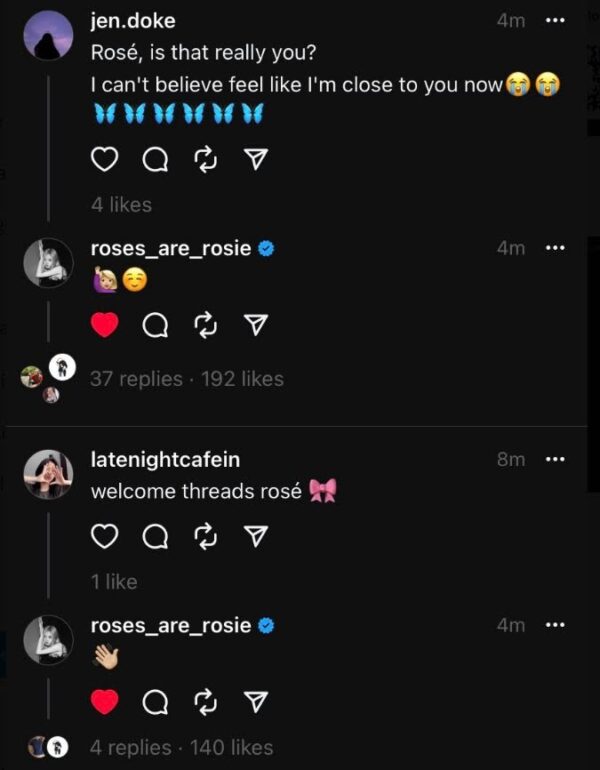 BLACKPINK Rosé Thrills Fans by Launching Threads Account - KPOPPOST